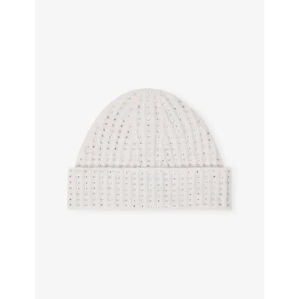Maje Rhinestone-embellished Wool Beanie Hat - Ecru
