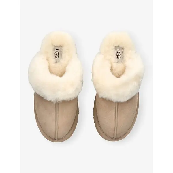 UGG Disquette Shearling-lined Suede Slippers - Beige