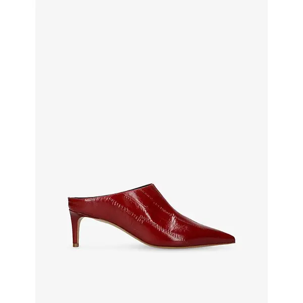 Le Monde Beryl Lou Mid-heel Leather Mules - Red/dark