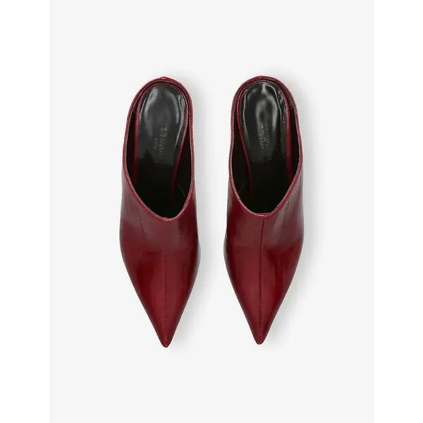 Le Monde Beryl Lou Mid-heel Leather Mules - Red/dark