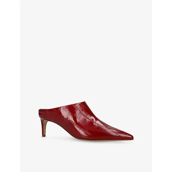 Le Monde Beryl Lou Mid-heel Leather Mules - Red/dark