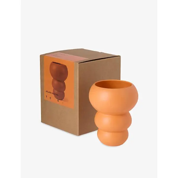 THE CONRAN SHOP Stacked Spheres Earthenware Vase 18.5cm - Orange