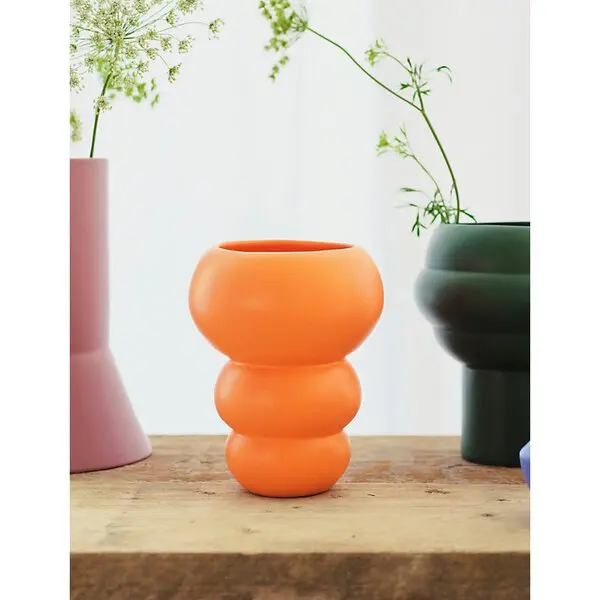 THE CONRAN SHOP Stacked Spheres Earthenware Vase 18.5cm - Orange