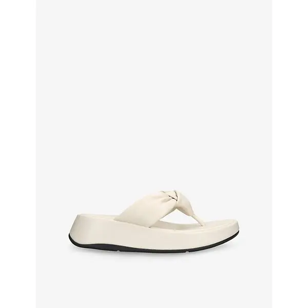 Fitflop Mode Knot-strap Leather Flatform Sandals - Bone