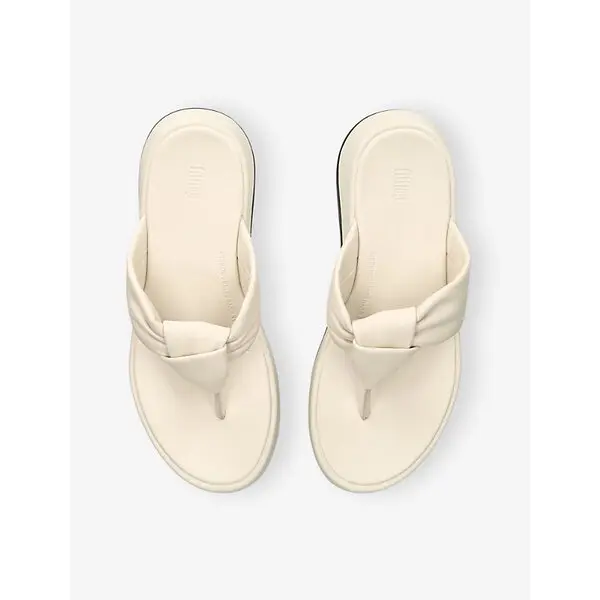 Fitflop Mode Knot-strap Leather Flatform Sandals - Bone