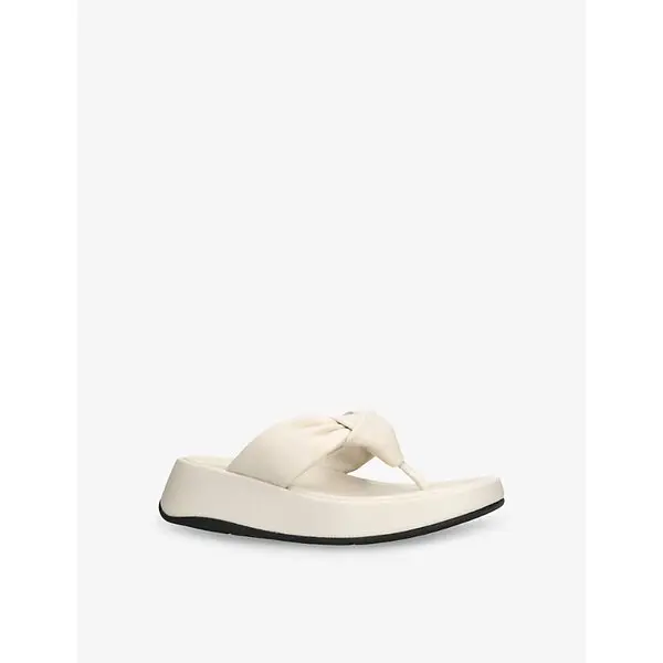 Fitflop Mode Knot-strap Leather Flatform Sandals - Bone