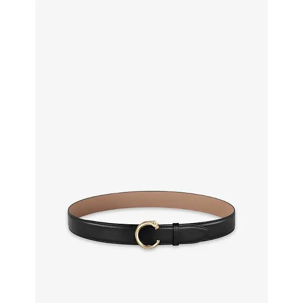 Cartier Panthère De Buckled Leather Belt - Black