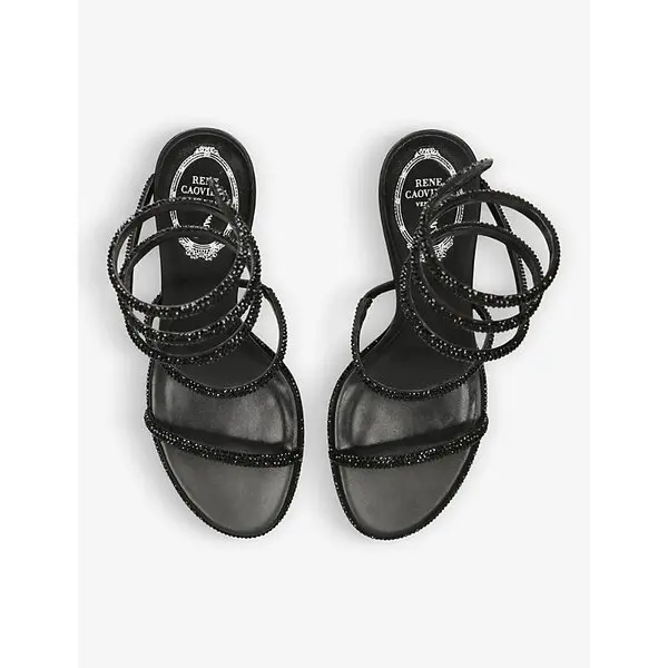 Rene Caovilla Cleo Crystal Embellished Leather Heeled Sandals
