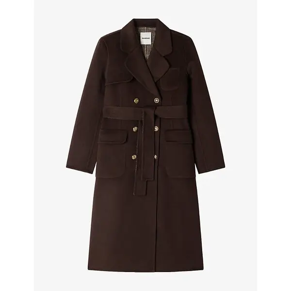 Sandro Double-breasted Tie-belt Wool-blend Coat