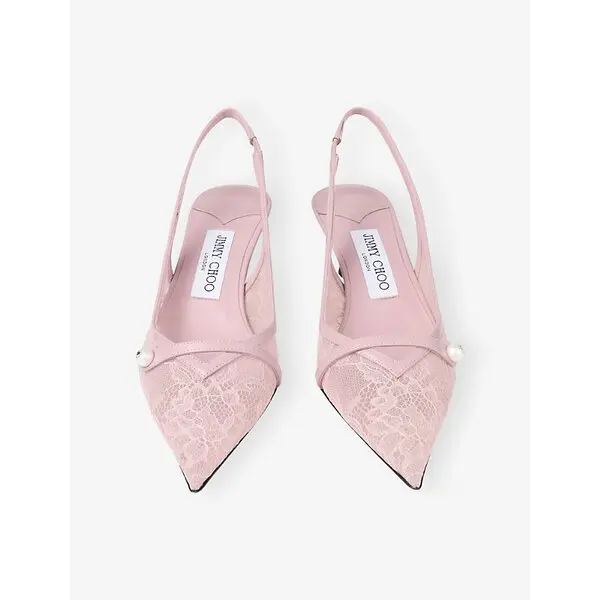 JIMMY CHOO Amita 45 Lace Slingback Pumps - Rose/rose