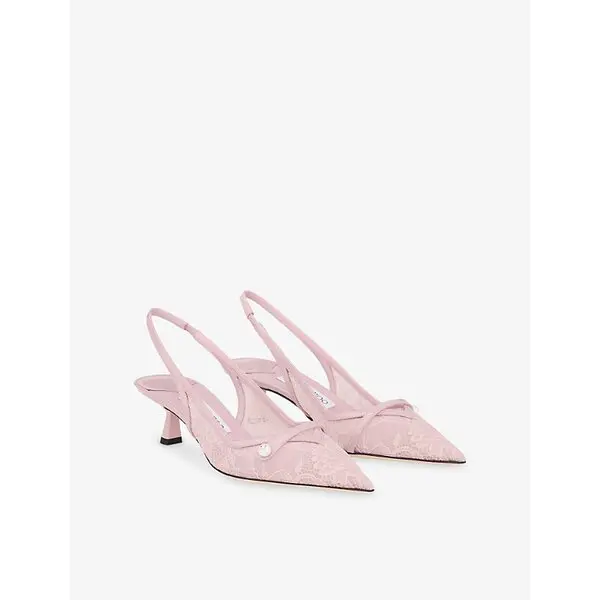 JIMMY CHOO Amita 45 Lace Slingback Pumps - Rose/rose