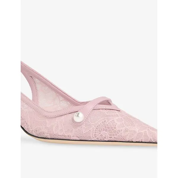 JIMMY CHOO Amita 45 Lace Slingback Pumps - Rose/rose