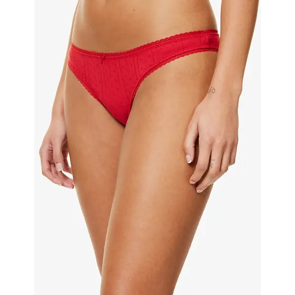 COU COU The High Rise Cut-out-pattern Cotton Briefs