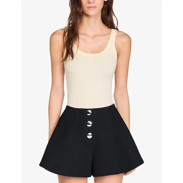 Sandro Flared Mid-rise Woven Shorts