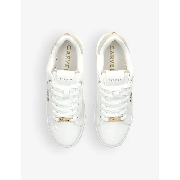 Carvela Daze Low-top Faux-leather Trainers With Gold-tone Hardware
