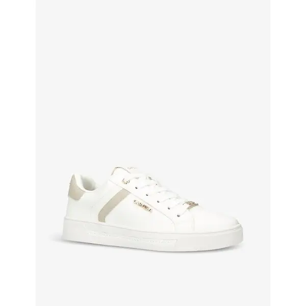 Carvela Daze Low-top Faux-leather Trainers With Gold-tone Hardware