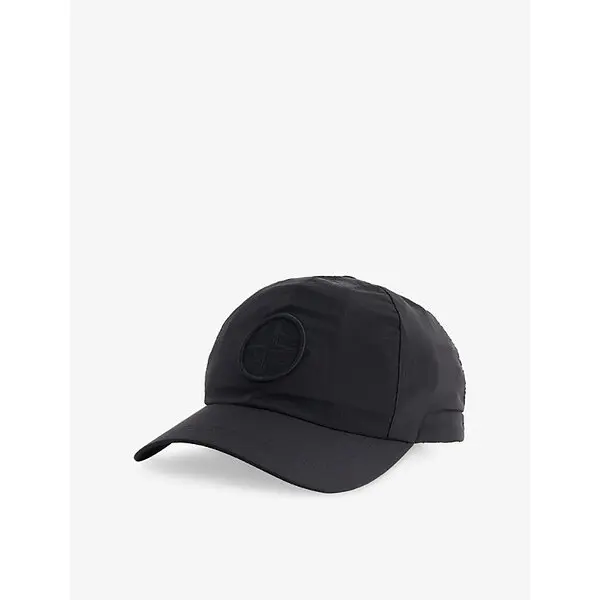 Stone Island Compass Embroidered-patch Shell Baseball Cap - Black