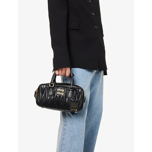 Miu Miu Arcadie Leather Top Handle Bag - Nero