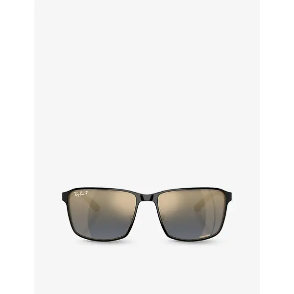 Ray-ban Rb3721ch Chromance Square-frame Metal Sunglasses - Black