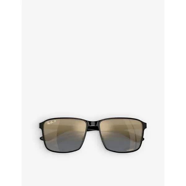 Ray-ban Rb3721ch Chromance Square-frame Metal Sunglasses - Black