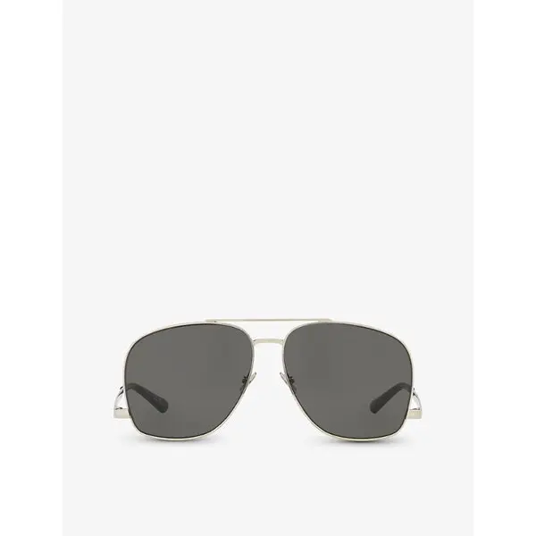 Saint Laurent Pilot-frame Metal Sunglasses - Silver