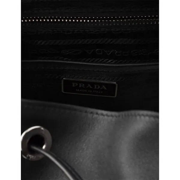 Prada Medium Leather Backpack With Logo Embellishment