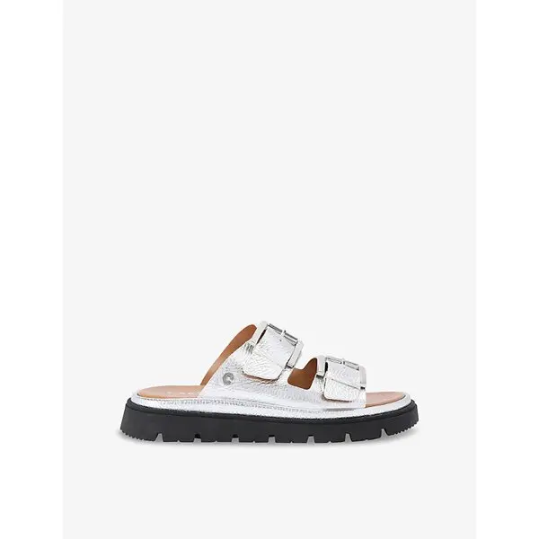 Carvela Pavilion Buckle-strap Metallic Leather Sandals - Silver