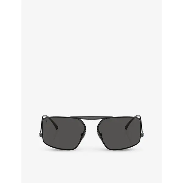 FERRARI Fh1008 Irregular-frame Metal Sunglasses - Black