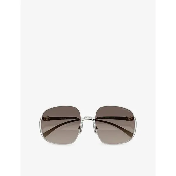 Miu Miu Mu A57s Square-frame Metal Sunglasses - Silver
