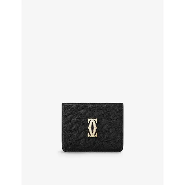 Cartier C De Logo-embellished Leather Card Holder - Black