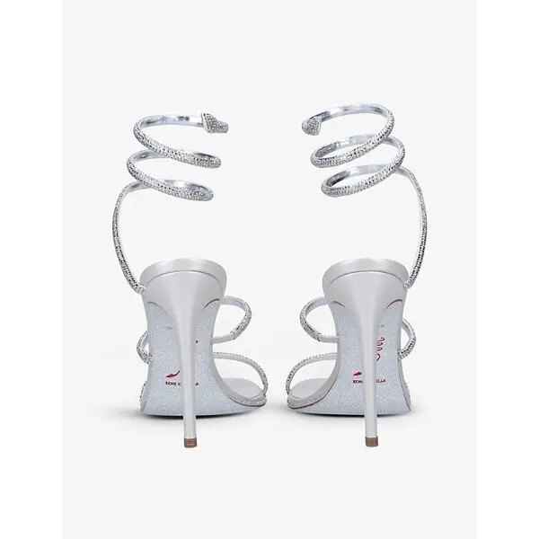 Rene Caovilla Cleo Crystal-embellished Leather Heeled Sandals - Silver