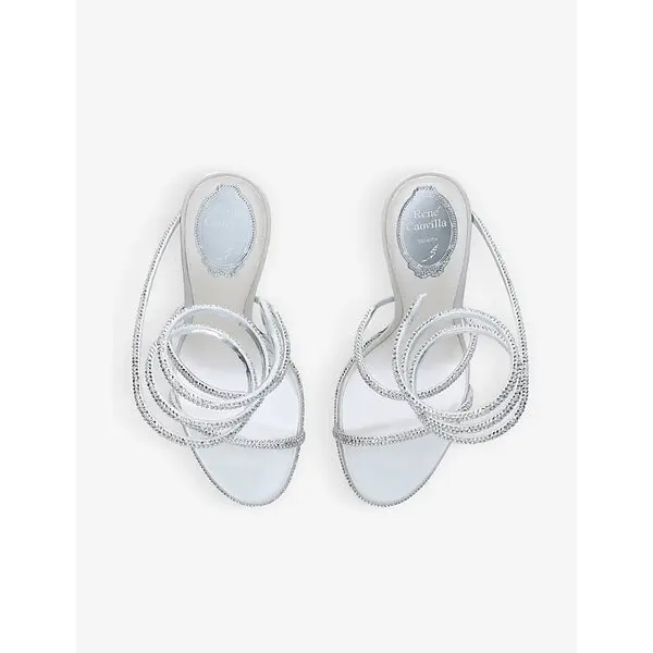 Rene Caovilla Cleo Crystal-embellished Leather Heeled Sandals - Silver