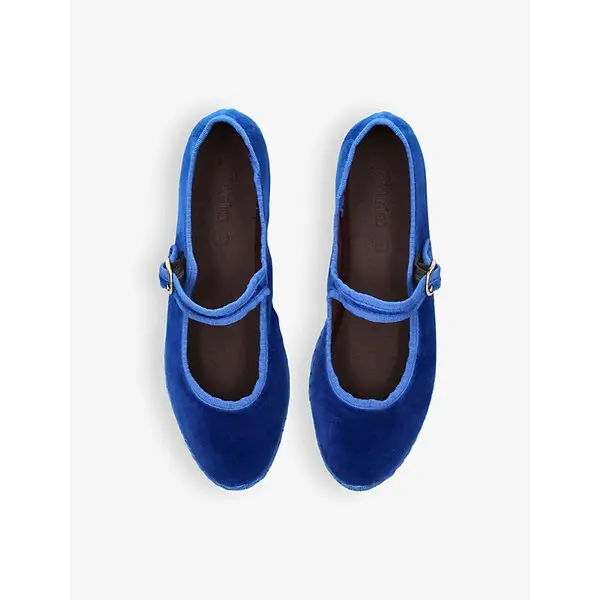 FLABELUS Single-strap Cotton Mary Jane Flats - Blue
