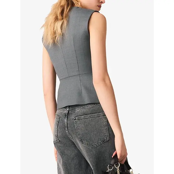 Maje Jewel-embellished Wool-blend Vest