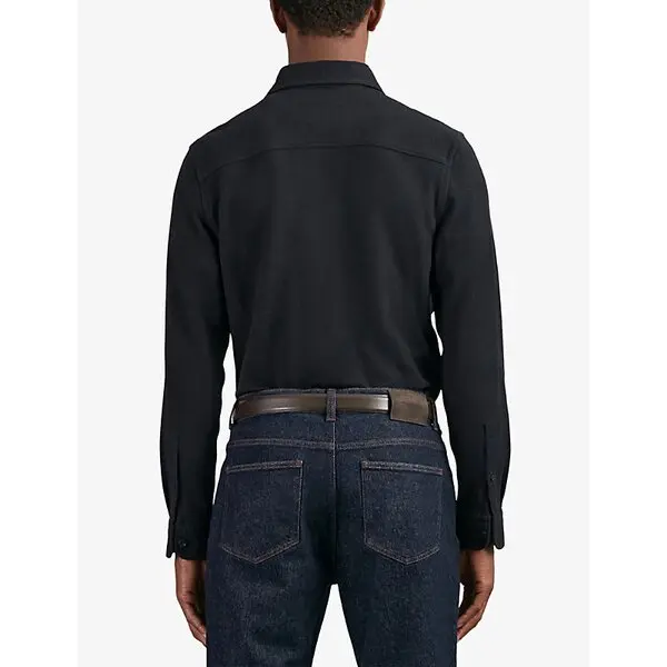 REISS Forsithe Twin-pocket Regular-fit Cotton-blend Overshirt - Navy