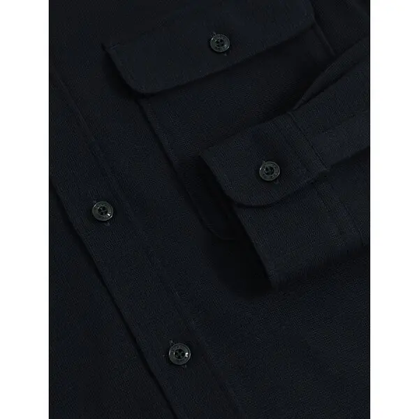 REISS Forsithe Twin-pocket Regular-fit Cotton-blend Overshirt - Navy
