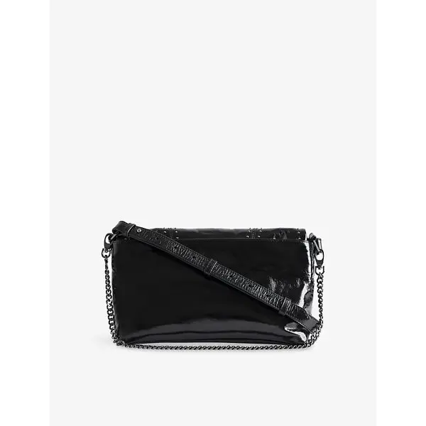 Zadig&Voltaire Rocky Ii Patent Leather Shoulder Bag With Stud Embellishment