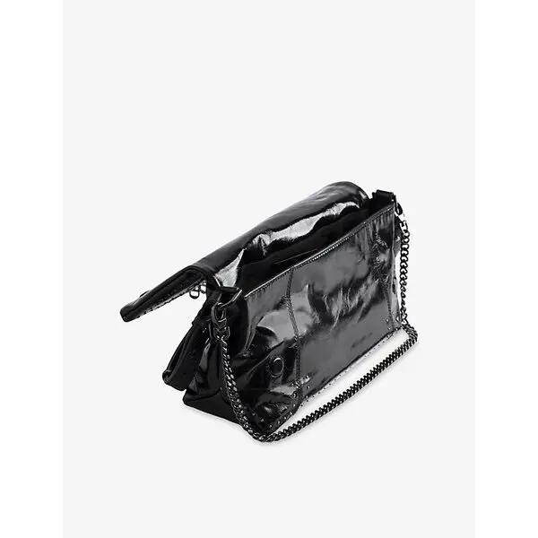 Zadig&Voltaire Rocky Ii Patent Leather Shoulder Bag With Stud Embellishment