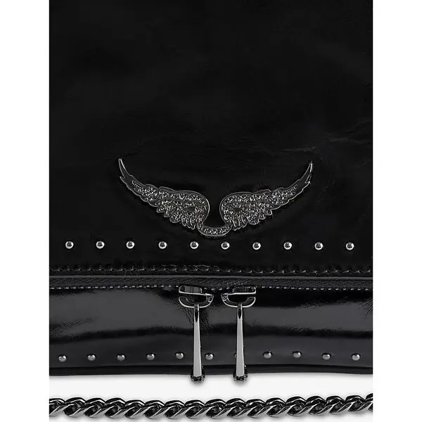 Zadig&Voltaire Rocky Ii Patent Leather Shoulder Bag With Stud Embellishment
