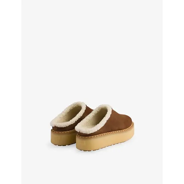Prada Logo Plaque Suede Slippers - Brown