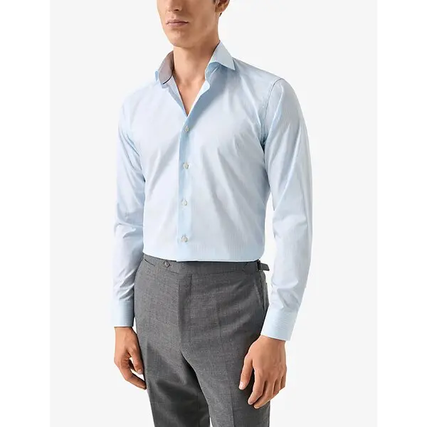 Eton Striped Slim-fit Cotton-twill Shirt - Light Blue