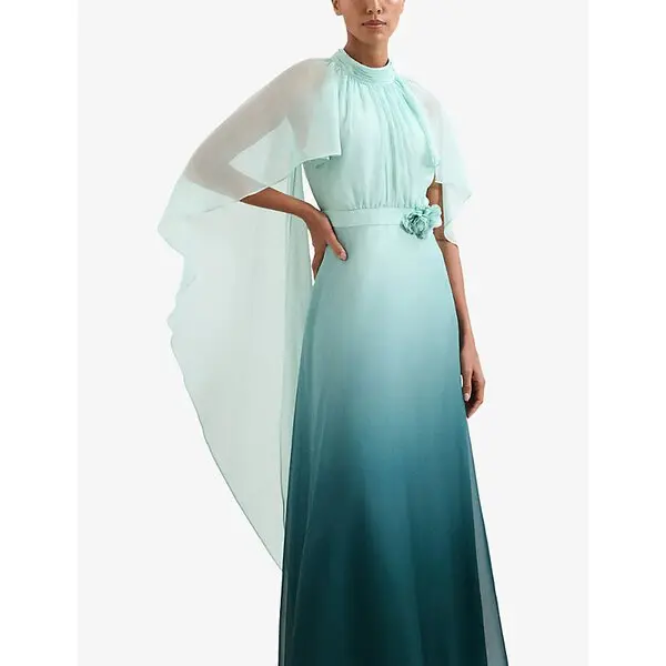 PHASE EIGHT Aspen Flower-appliqué Woven Maxi Cape Dress