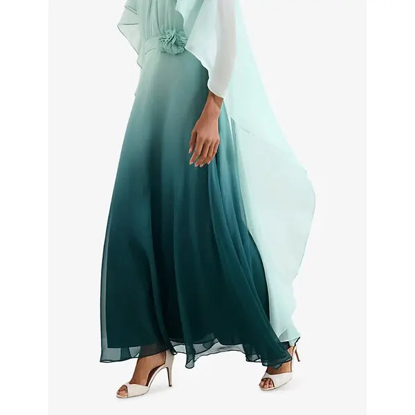 PHASE EIGHT Aspen Flower-appliqué Woven Maxi Cape Dress