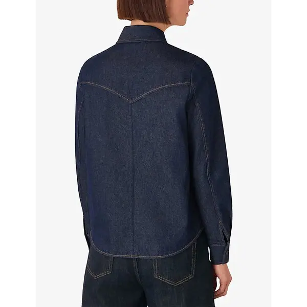 Whistles Long-sleeved Contrast-stitched Denim Shirt
