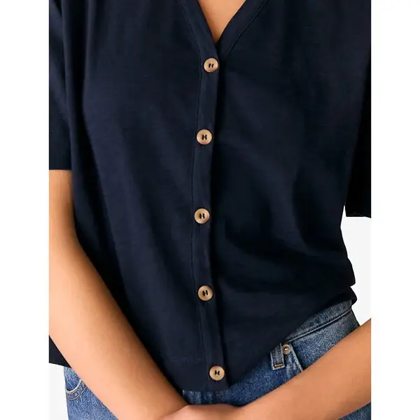 Whistles Ella Cotton-jersey T-shirt - Navy
