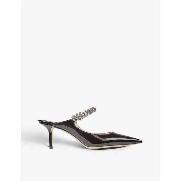 JIMMY CHOO Bing 65 Crystal-embellished Patent Leather Heeled Mules - Black