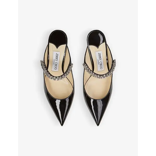 JIMMY CHOO Bing 65 Crystal-embellished Patent Leather Heeled Mules