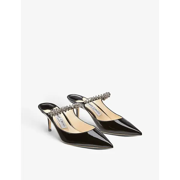 JIMMY CHOO Bing 65 Crystal-embellished Patent Leather Heeled Mules