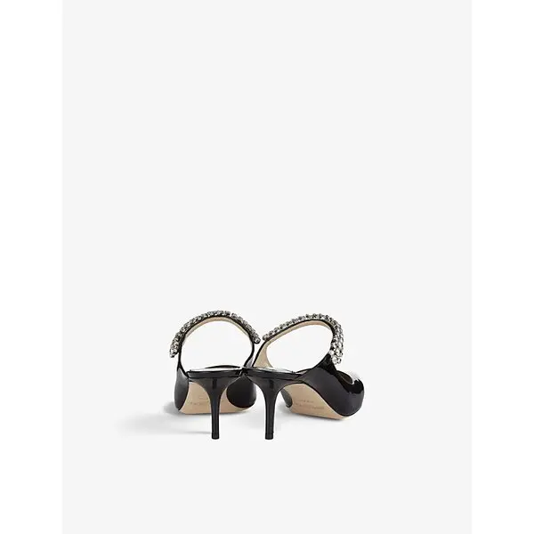 JIMMY CHOO Bing 65 Crystal-embellished Patent Leather Heeled Mules