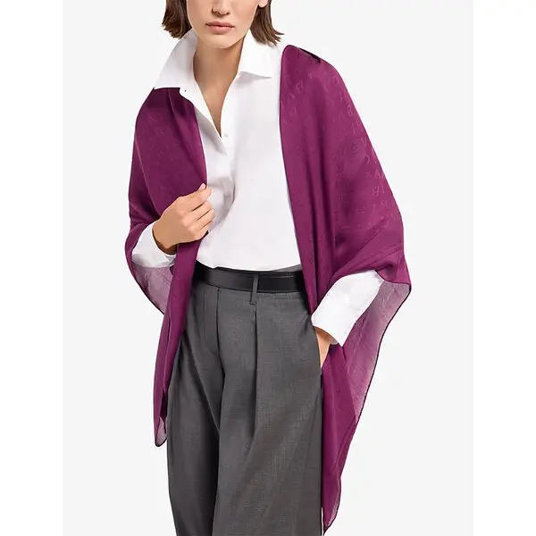BVLGARI Lett Mx Voile Square Printed Silk Scarf - Violet